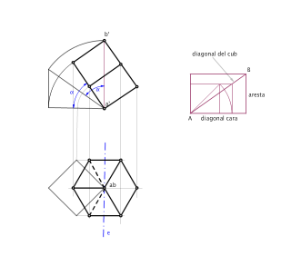 Ejercicio Hexaedre coneixent diagonal com a recta vertical