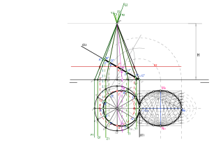 Practice problem CONO RECTO SECCIONADO POR PLANO PROY. VERTICAL