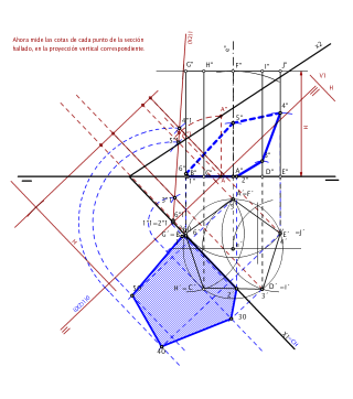 Ejercicio SECCIÓN DE UN PRISMA POR PLANO OBLICUO