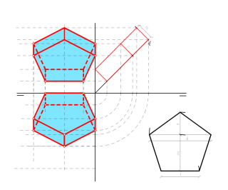 Ejercicio Prisma pentagonal apoyado sobre un plano que pasa por la LT