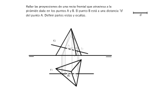 Ejercicio Intersección recta frontal y pirámide